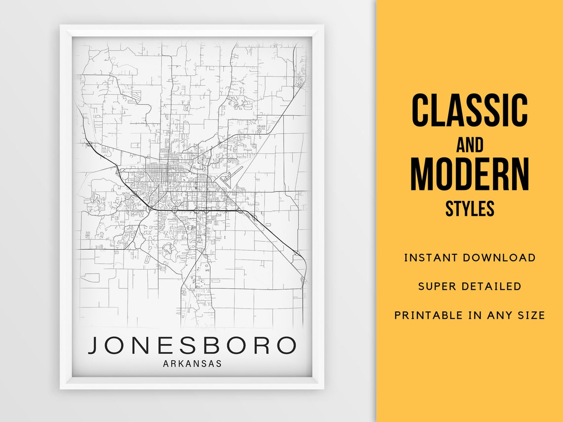 Printable Map of Jonesboro Arkansas AR United States | Etsy