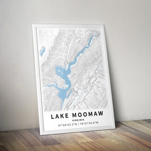 Printable Map of Lake Moomaw, Jackson River, Virginia, US - Instant ...
