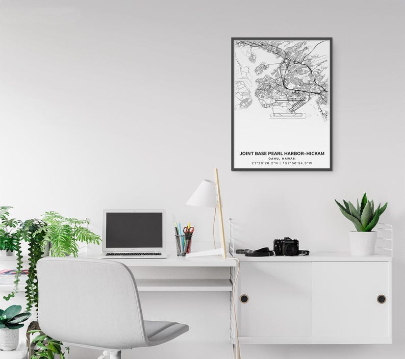 Joint Base Pearl Harbor-hickam Map Poster, Oahu Hawaii Map With Street ...