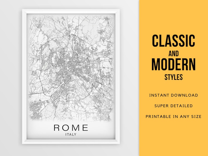 Printable Map of Rome Italy Instant Download City Map - Etsy