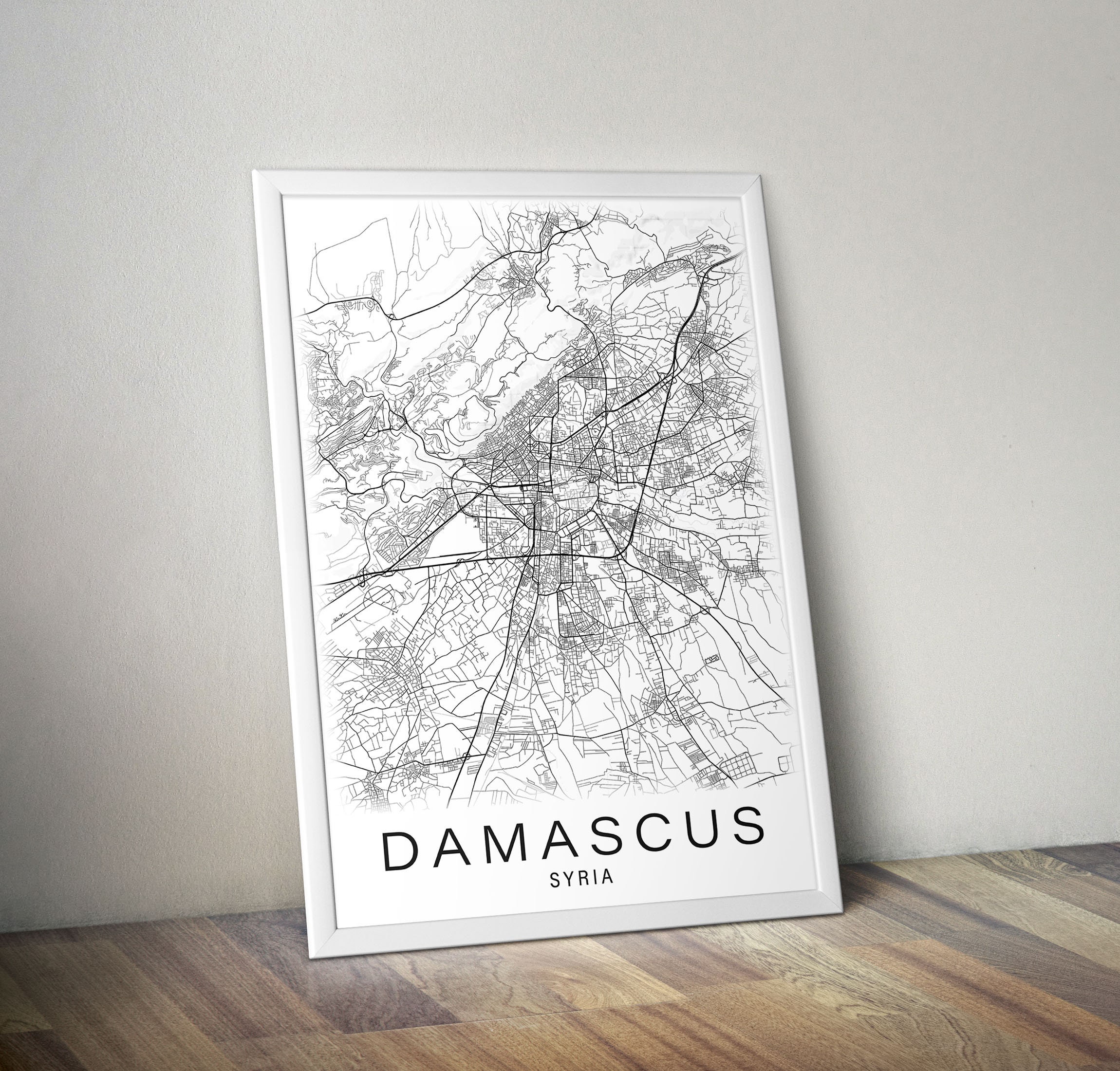 Damascus Map Print دمشق City Map Instant Download Street | Etsy