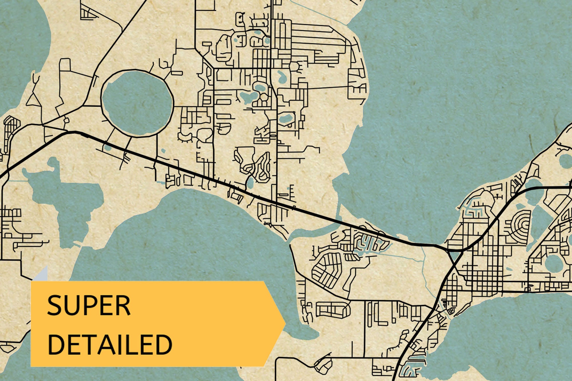 Vintage Style Map of Harris Chain of Lakes Florida USA | Etsy