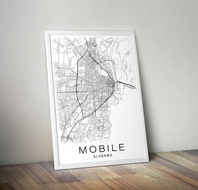Printable Map of Mobile AL Alabama United States City Map - Etsy