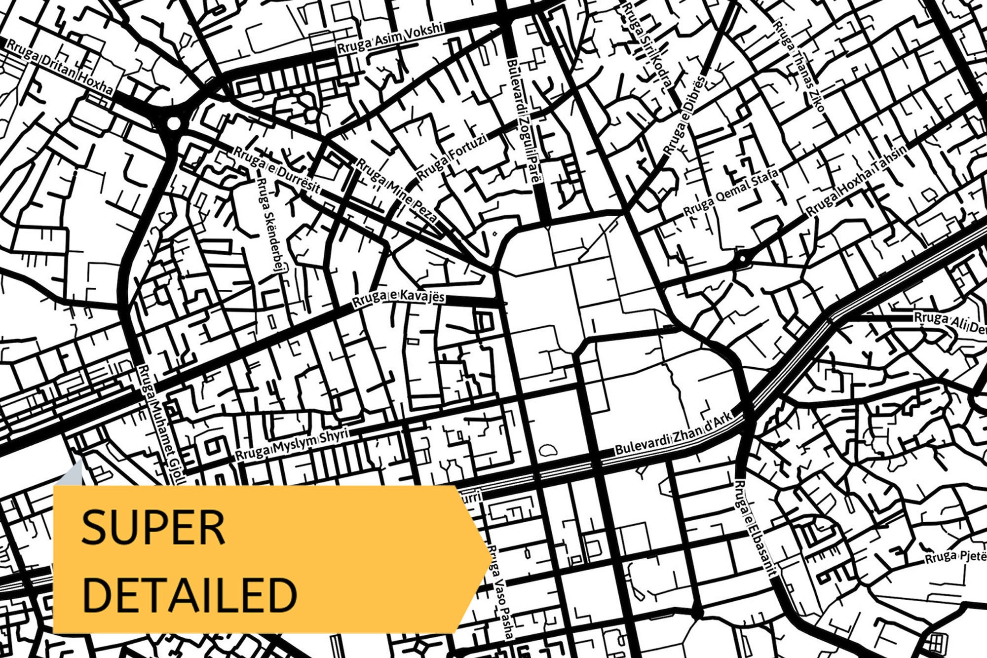 Printable Map of Tirana Albania With Street Names Instant - Etsy