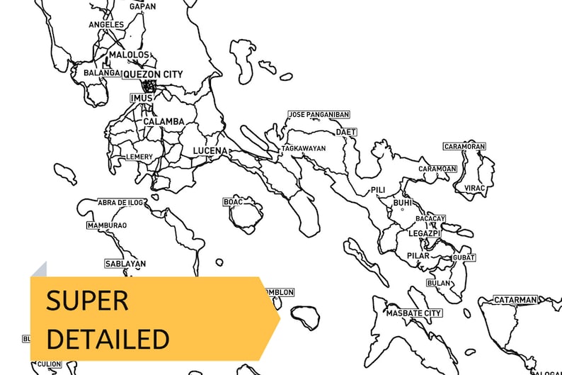 Printable Map of Philippines With City Names and Roads - Etsy
