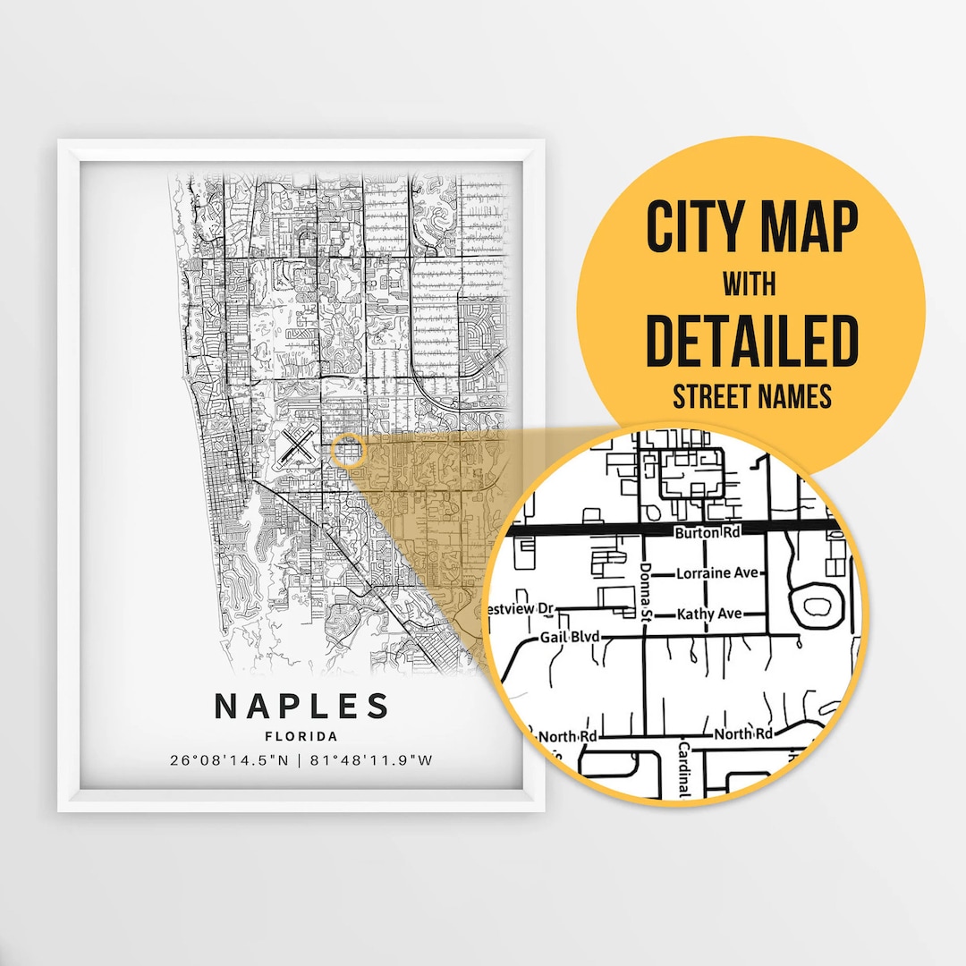 Printable Map of Naples, Florida, USA With Street Names - Instant ...