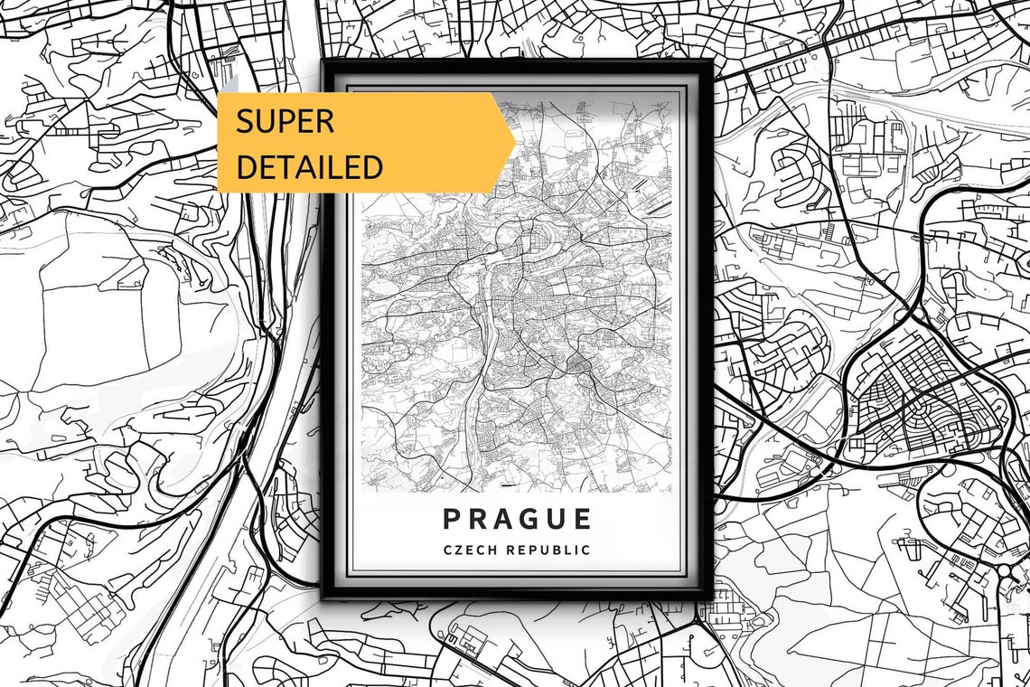 Printable Map of Prague Czech Republic Instant Download | Etsy