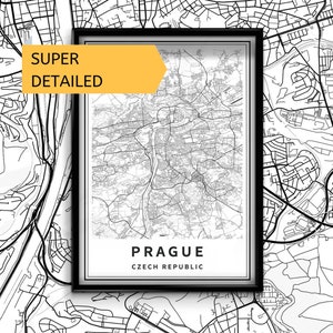 Printable Map of Prague, Czech Republic Instant Download City Map Wall ...