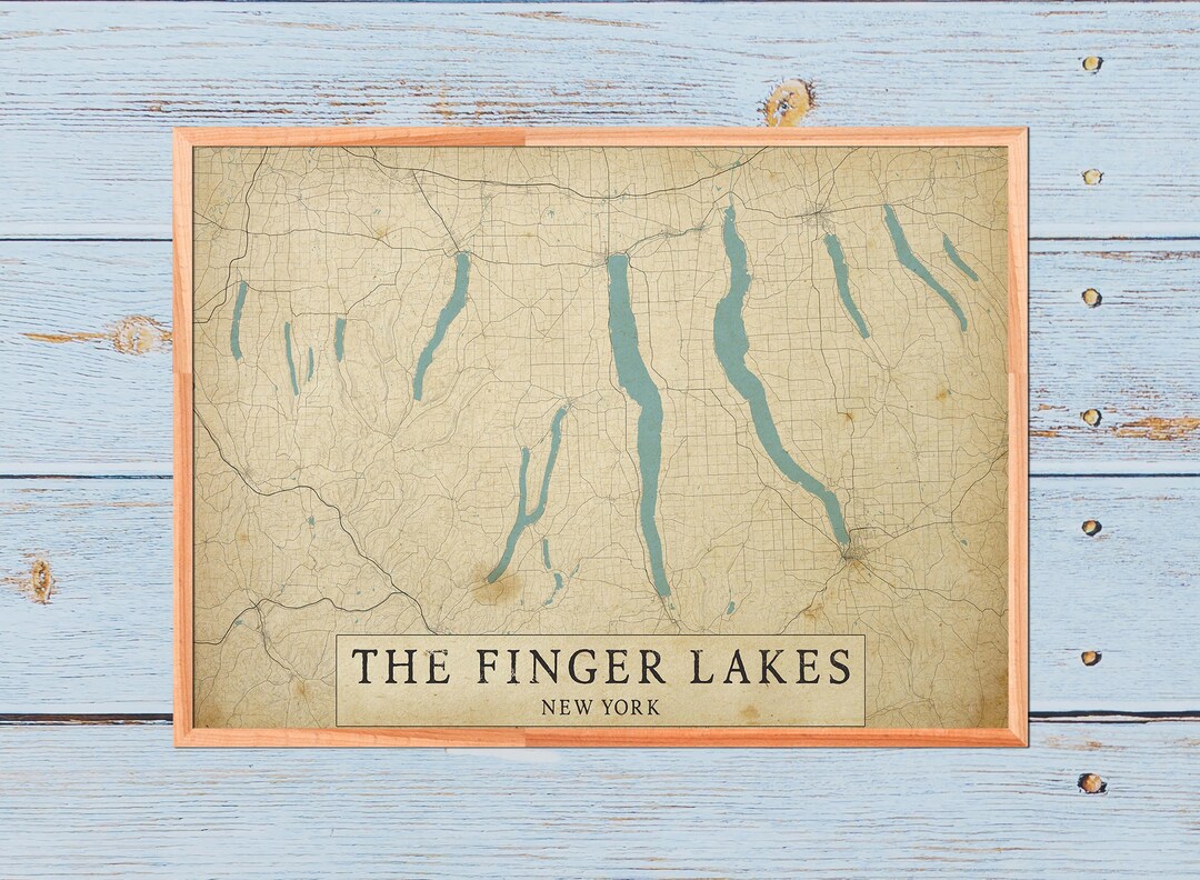 Vintage Style Map of Finger Lakes New York USA Instant - Etsy
