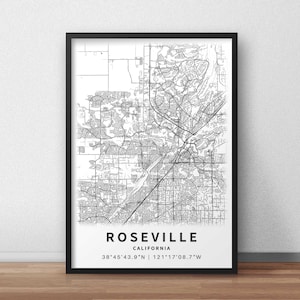 Printable Map of Roseville, California, USA With Street Names - Instant ...