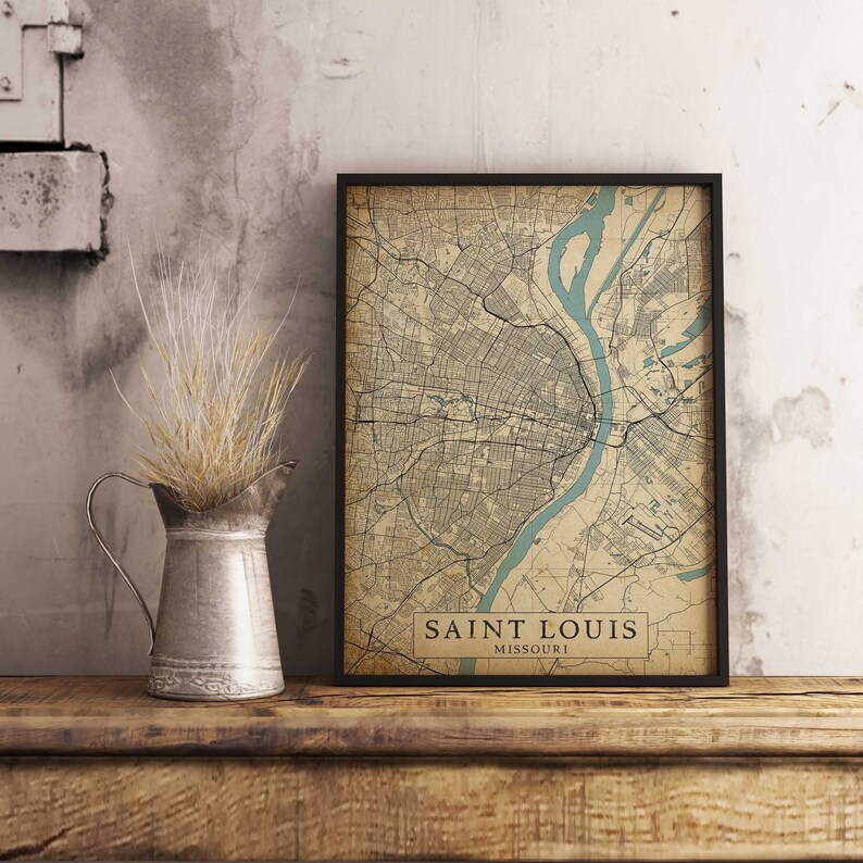 Printable Vintage Style Map of St. Louis Missouri USA - Etsy