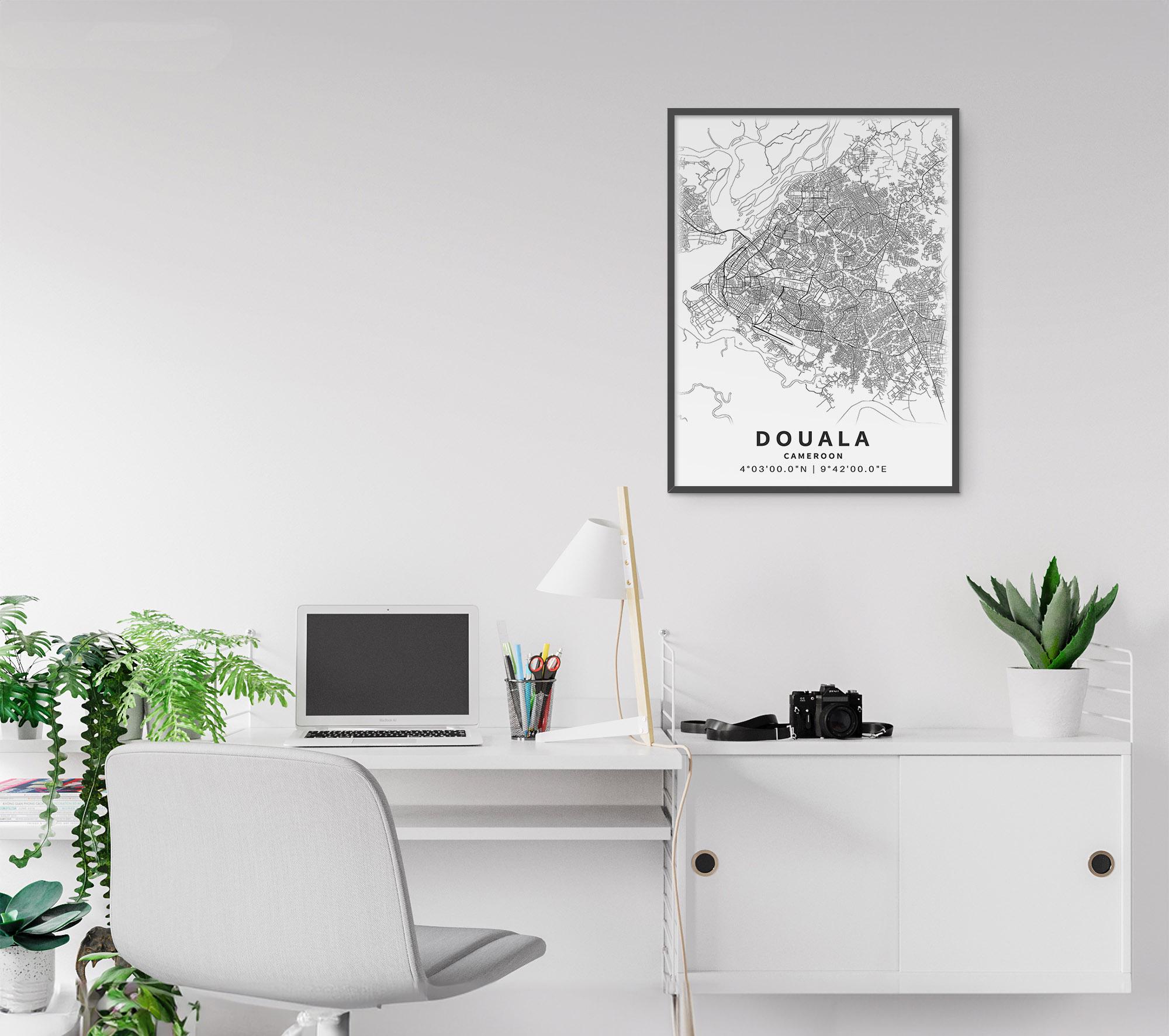 Douala Cameroon Map With Street Names, Printable Douala City Poster ...