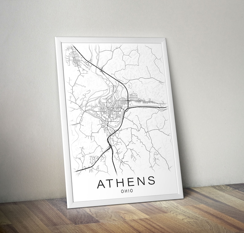 Printable Map of Athens OH Map Print Ohio USA City Map - Etsy