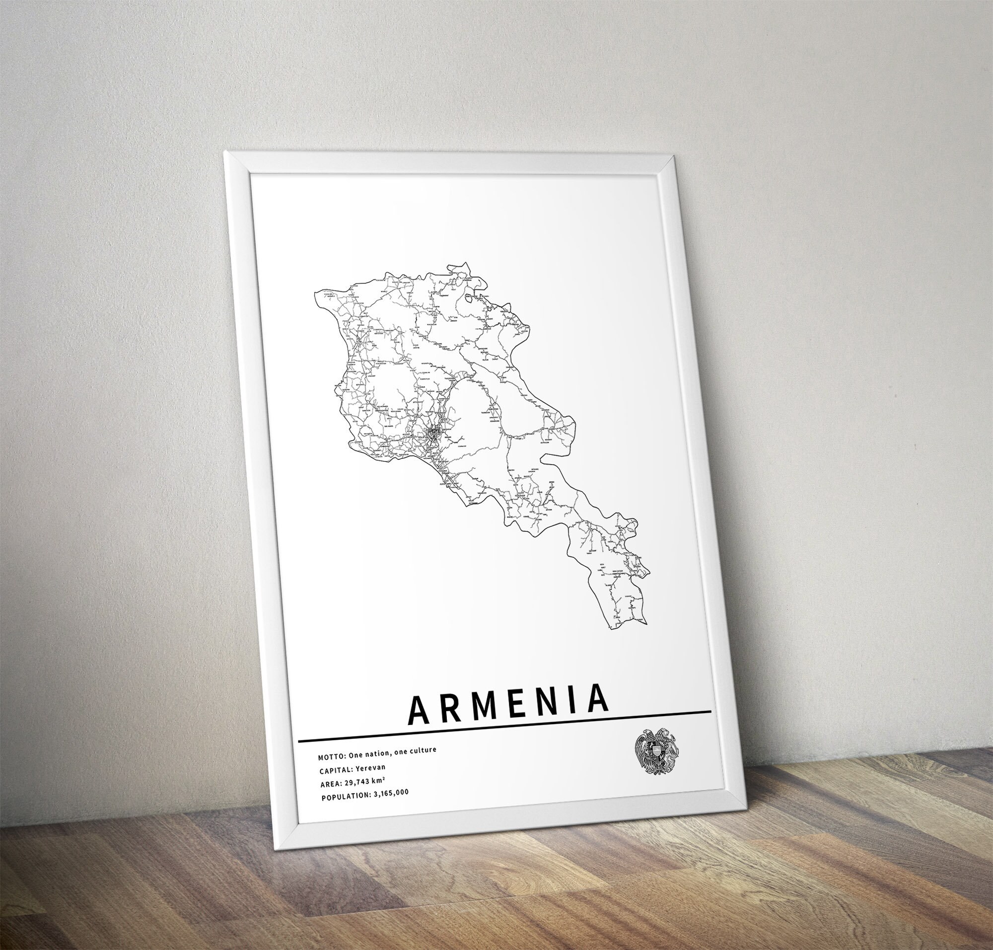 Printable Map of Armenia With City Names and Roads - Instant Download ...