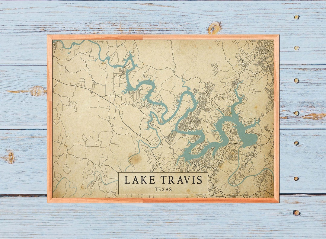 Vintage Style Map of Lake Travis Texas USA Instant Download - Etsy