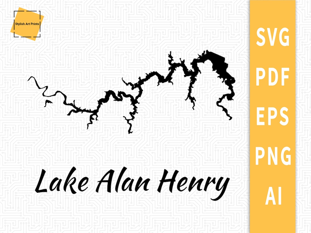 Lake Alan Henry Map SVG, Texas Map Vector File - Instant Download ...