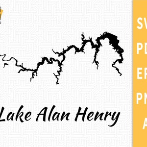 Lake Alan Henry Map SVG, Texas Map Vector File - Instant Download ...