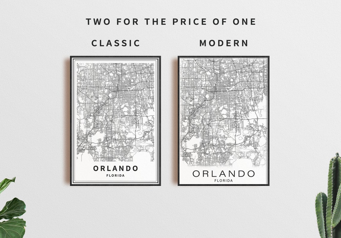 Printable Map of Orlando Florida United States Instant - Etsy