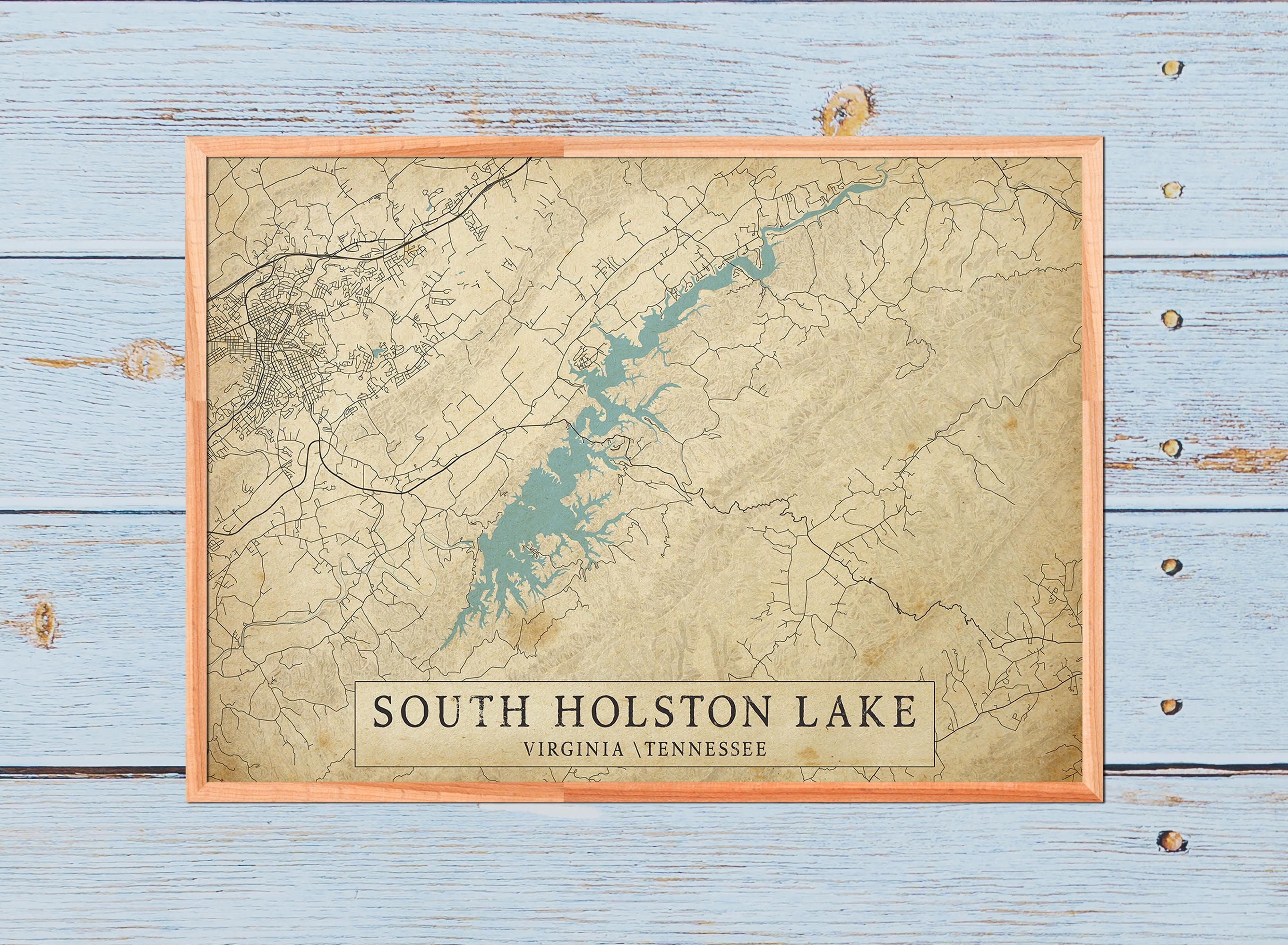 Vintage Style Map of South Holston Lake Virginia Tennessee USA - Etsy