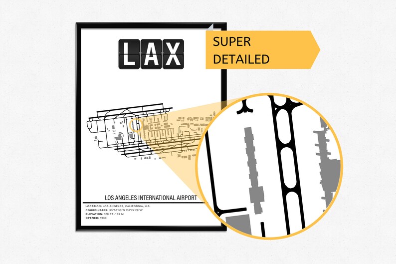 LAX Los Angeles International Airport Poster Instant | Etsy
