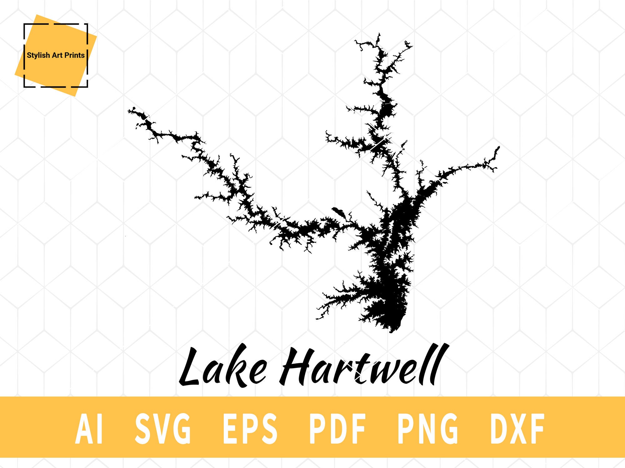 Lake Hartwell Map SVG South Carolina Georgia Map Vector File - Etsy