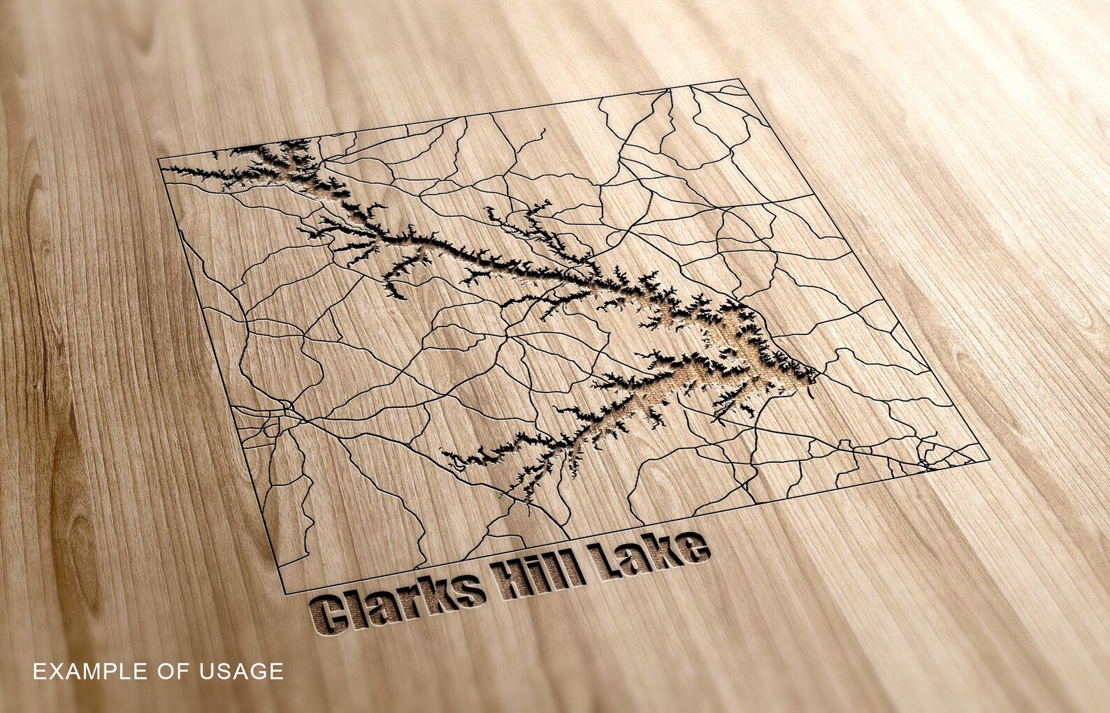 Layered Map of Clarks Hill Lake, Lake Strom Thurmond Georgia Vector ...