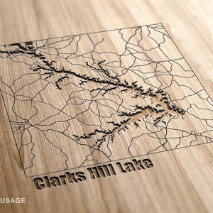 Layered Map of Clarks Hill Lake, Lake Strom Thurmond Georgia Vector ...