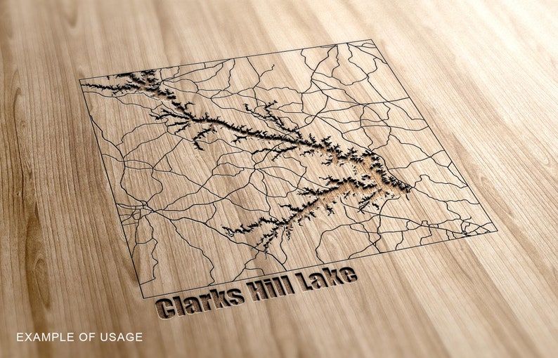 Layered Map of Clarks Hill Lake Lake Strom Thurmond Georgia - Etsy
