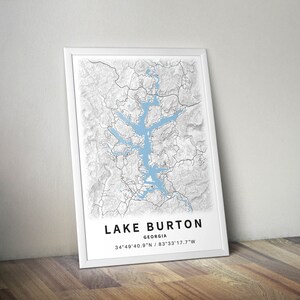 Lake Burton Map Poster, Printable Georgia Lake House Decor (instant ...