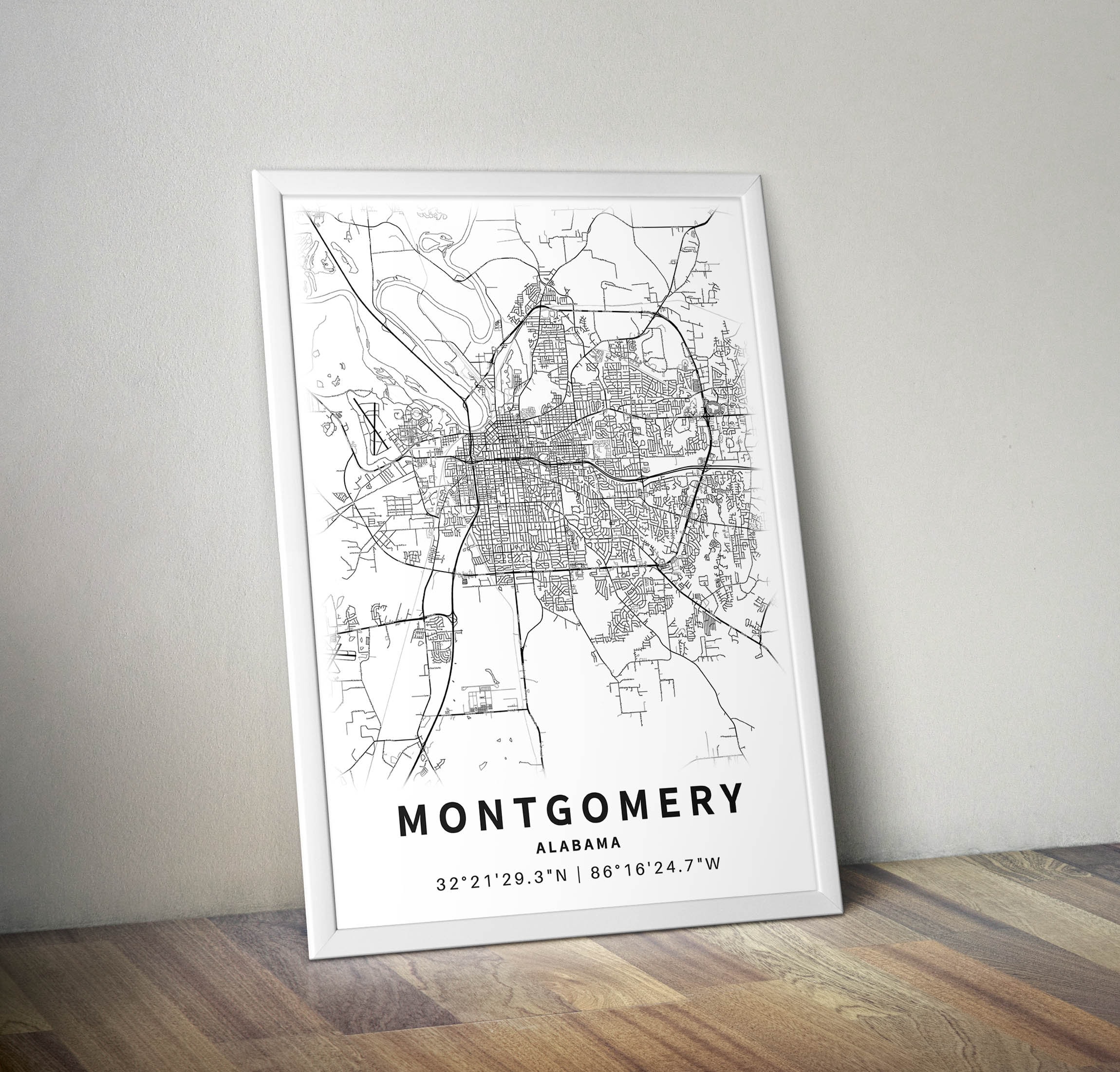 Printable Map of Montgomery, Alabama, USA With Street Names - Instant ...