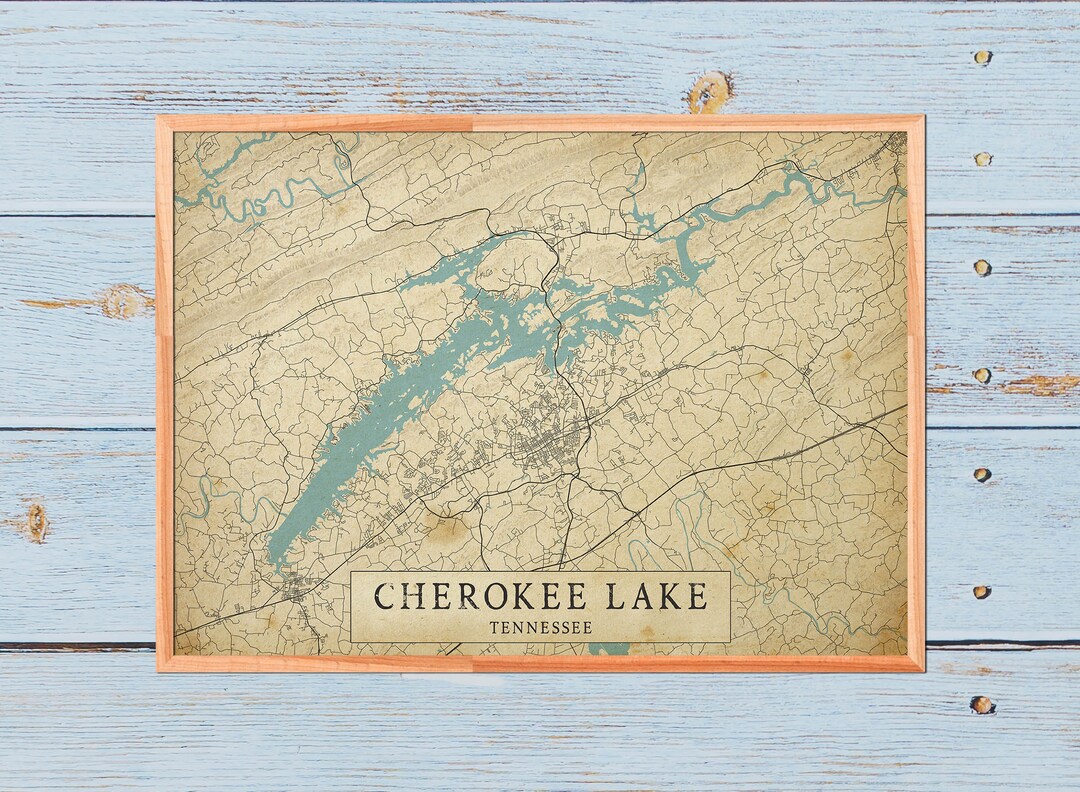 Printable Vintage Style Map Cherokee Lake Tennessee Instant - Etsy