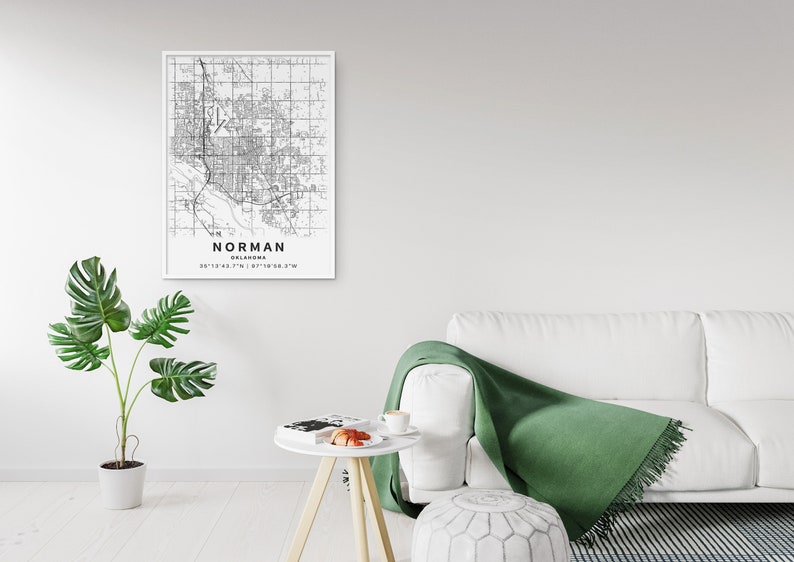 Printable Map of Norman, Oklahoma, USA With Street Names - Instant ...