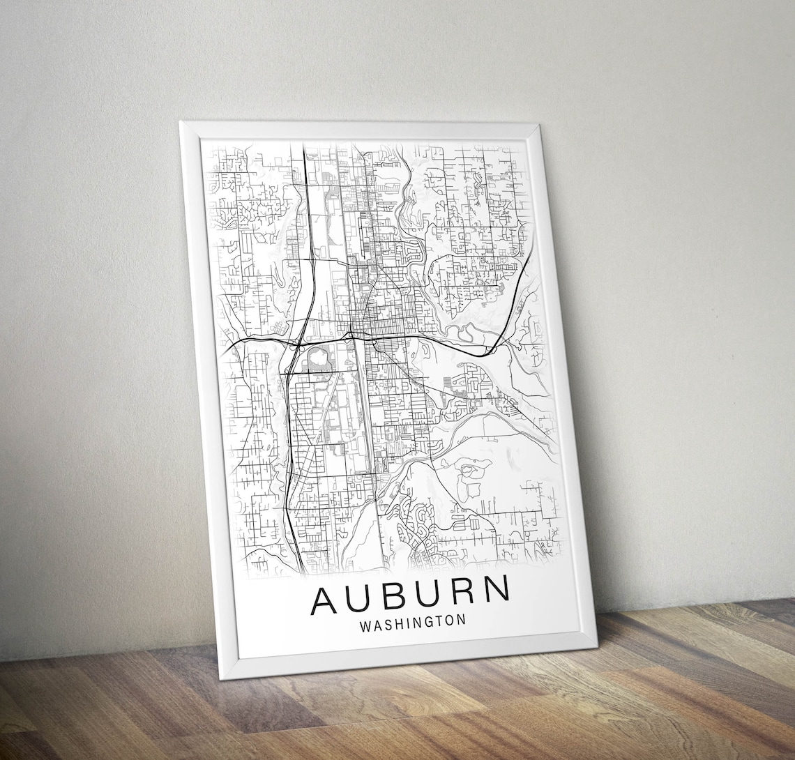 Printable Map of Auburn WA Map Print Washington USA City Map - Etsy UK