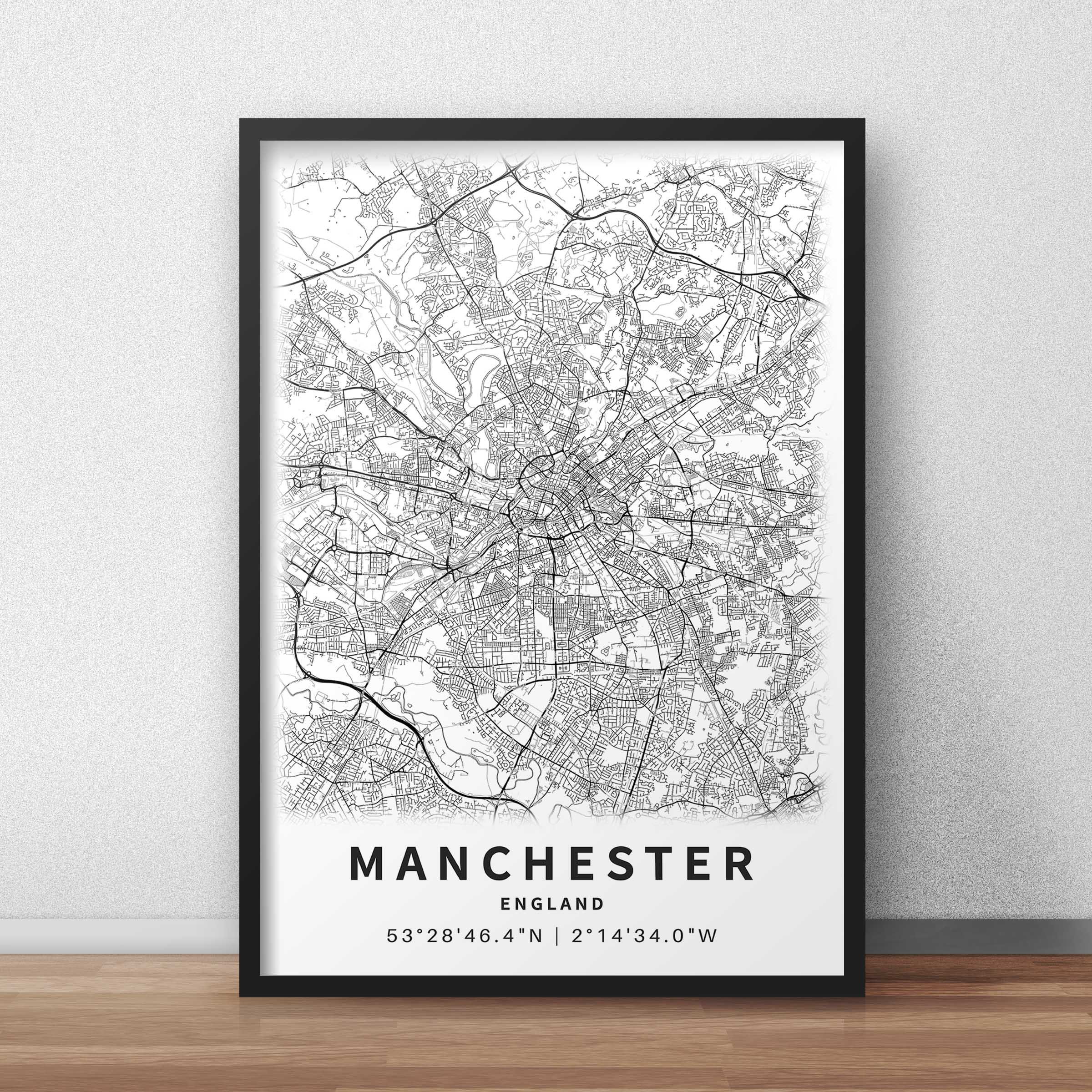 Printable Map of Manchester England United Kingdom With | Etsy