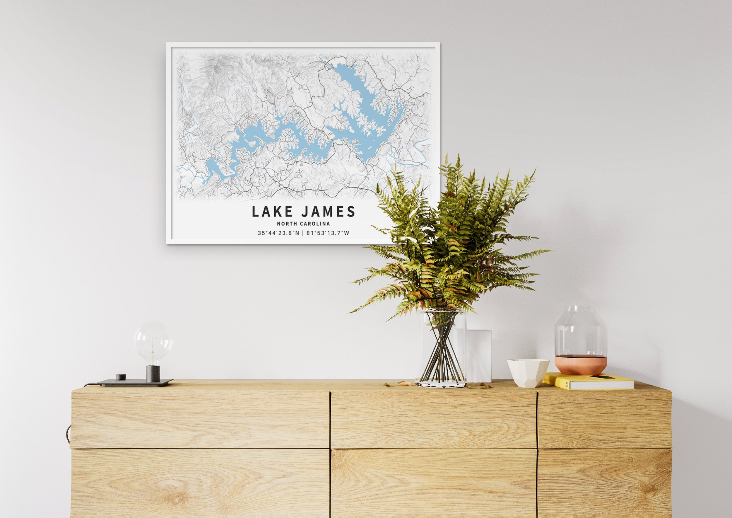 Printable Map of Lake James North Carolina United States - Etsy