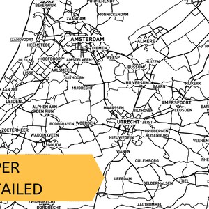 Printable Map of Netherlands With City Names Instant Download Country ...