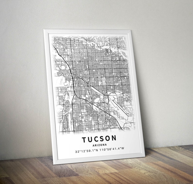 Printable Map of Tucson, Arizona, USA With Street Names - Instant ...