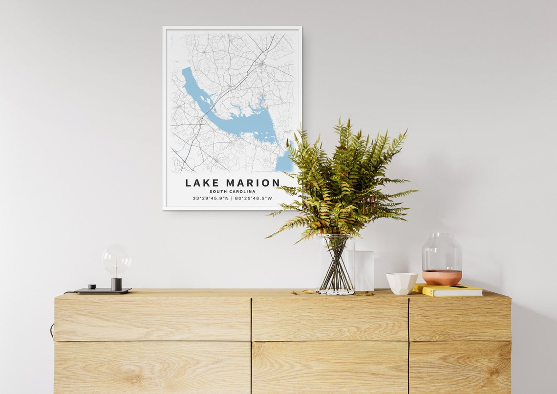 Printable Map of Lake Marion South Carolina United States - Etsy