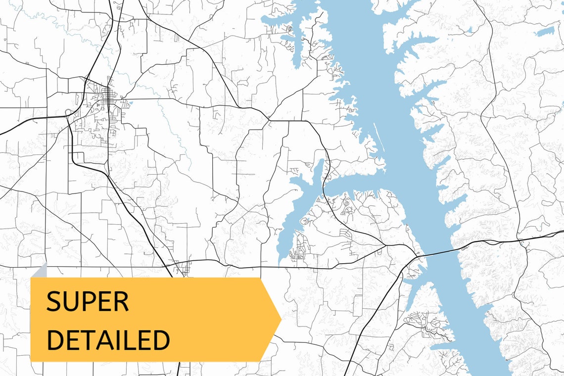 Printable Map of Lake Barkley Kentucky United States - Etsy