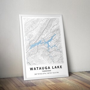 Printable Map of Watauga Lake TN Tennessee, US - Instant Download ...