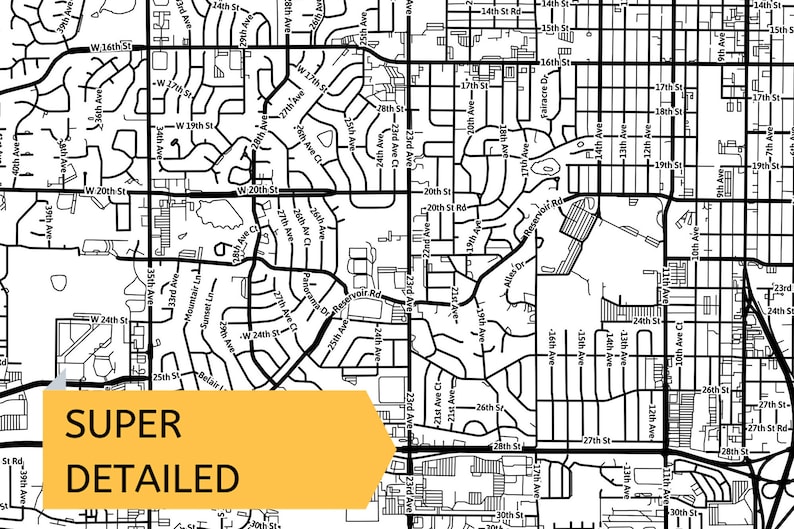 Printable Map of Greeley, Colorado, USA With Street Names - Instant ...