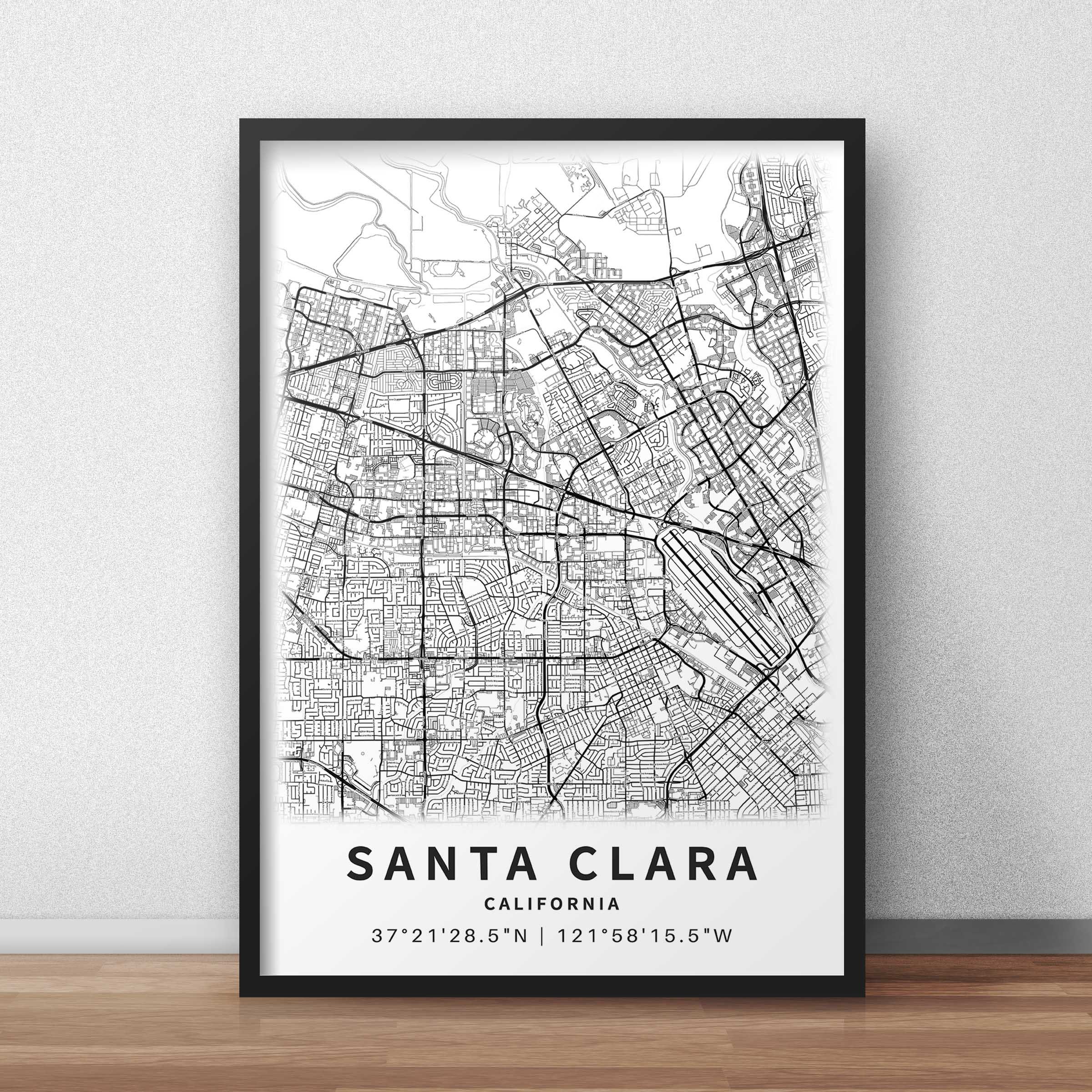 Printable Map of Santa Clara, California, USA With Street Names ...