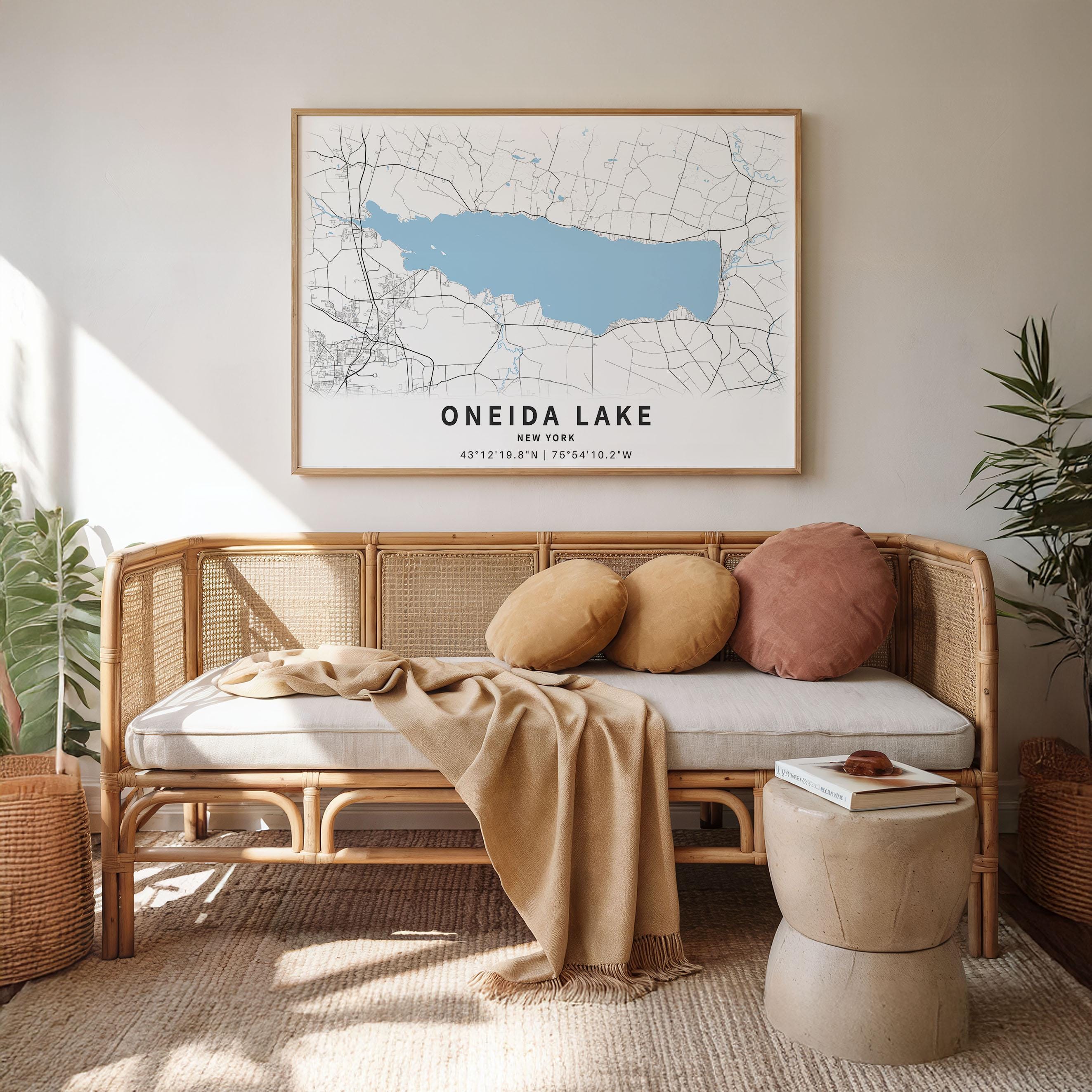 Oneida Lake Map Poster, Printable New York Lake House Decor (instant ...