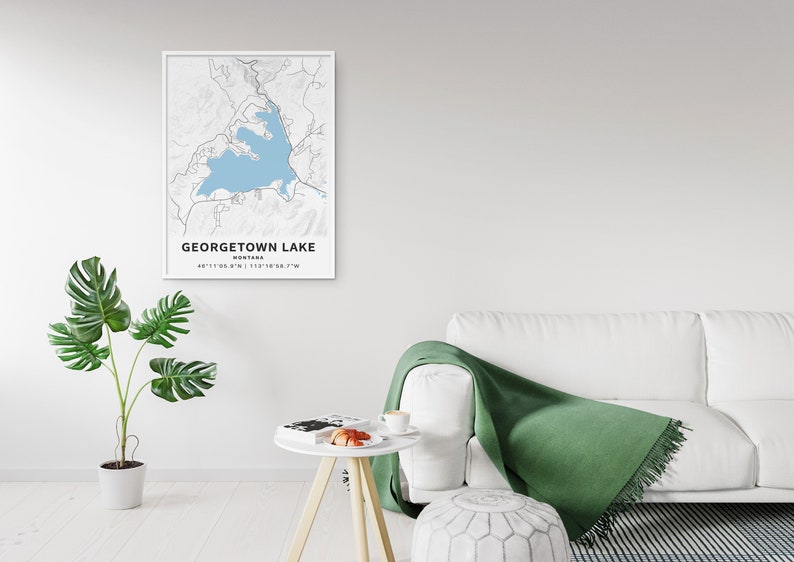 Printable Map of Georgetown Lake, Montana, US - Instant Download \ Lake ...