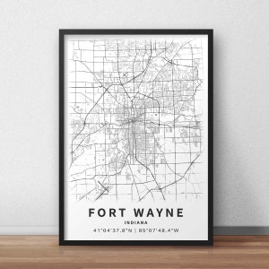 Printable Map of Fort Wayne, Indiana, USA With Street Names - Instant ...