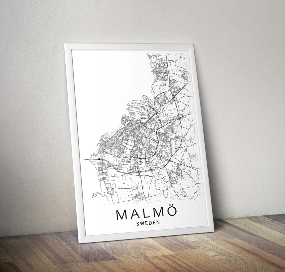 Printable Map of Malmö Sweden Malmo Instant Download City | Etsy