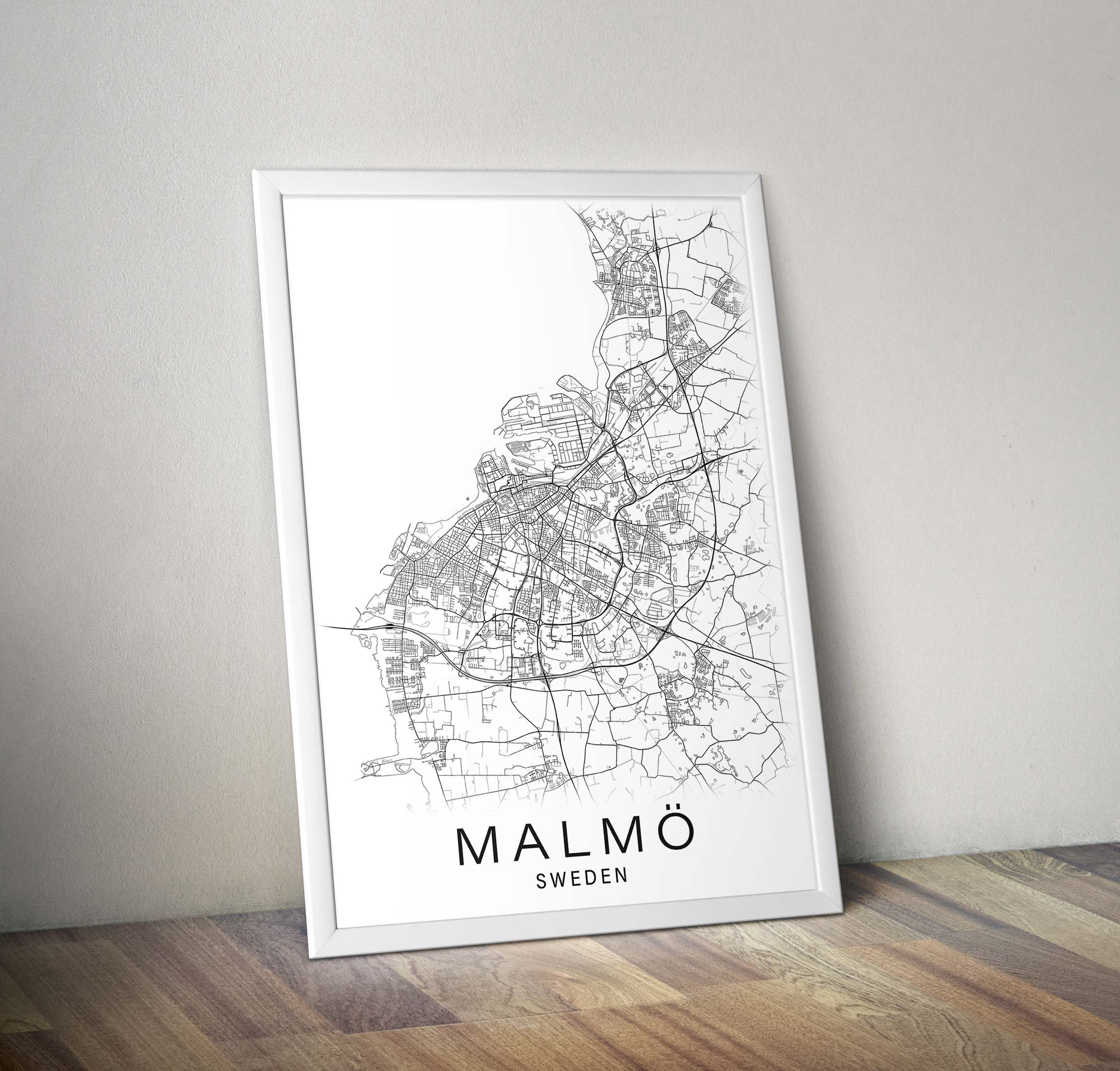 Printable Map of Malmö Sweden Malmo Instant Download City | Etsy