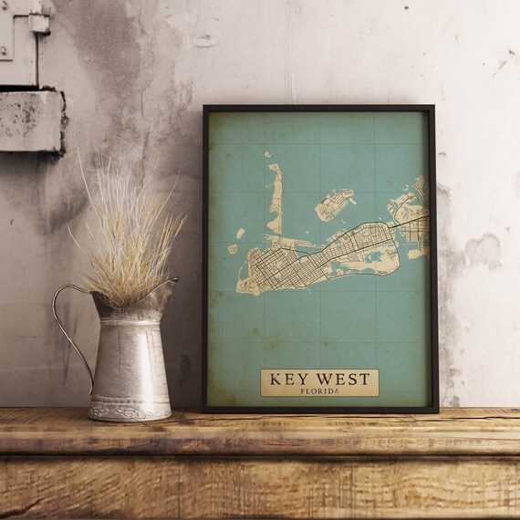 Printable Vintage Map of Key West Florida United States | Etsy
