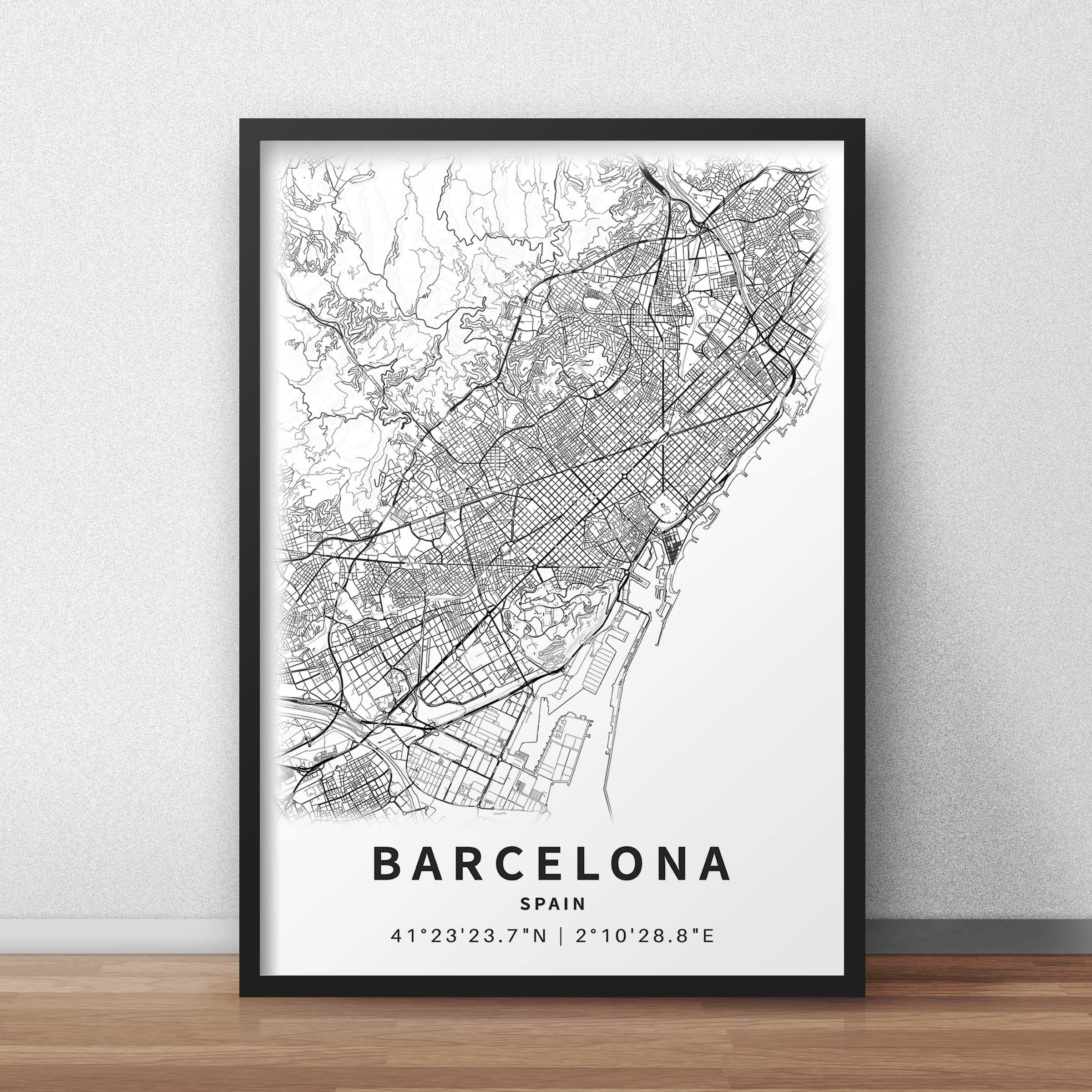 Printable Map of Barcelona, Spain With Street Names - Instant Download ...