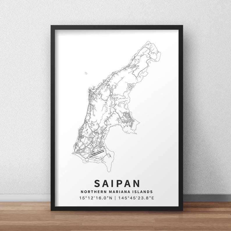 Printable Map of Saipan, Northern Mariana Islands With Street Names ...